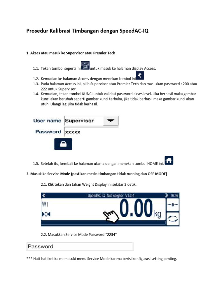 Prosedur Kalibrasi Timbangan Dengan SpeedAC IQ | PDF