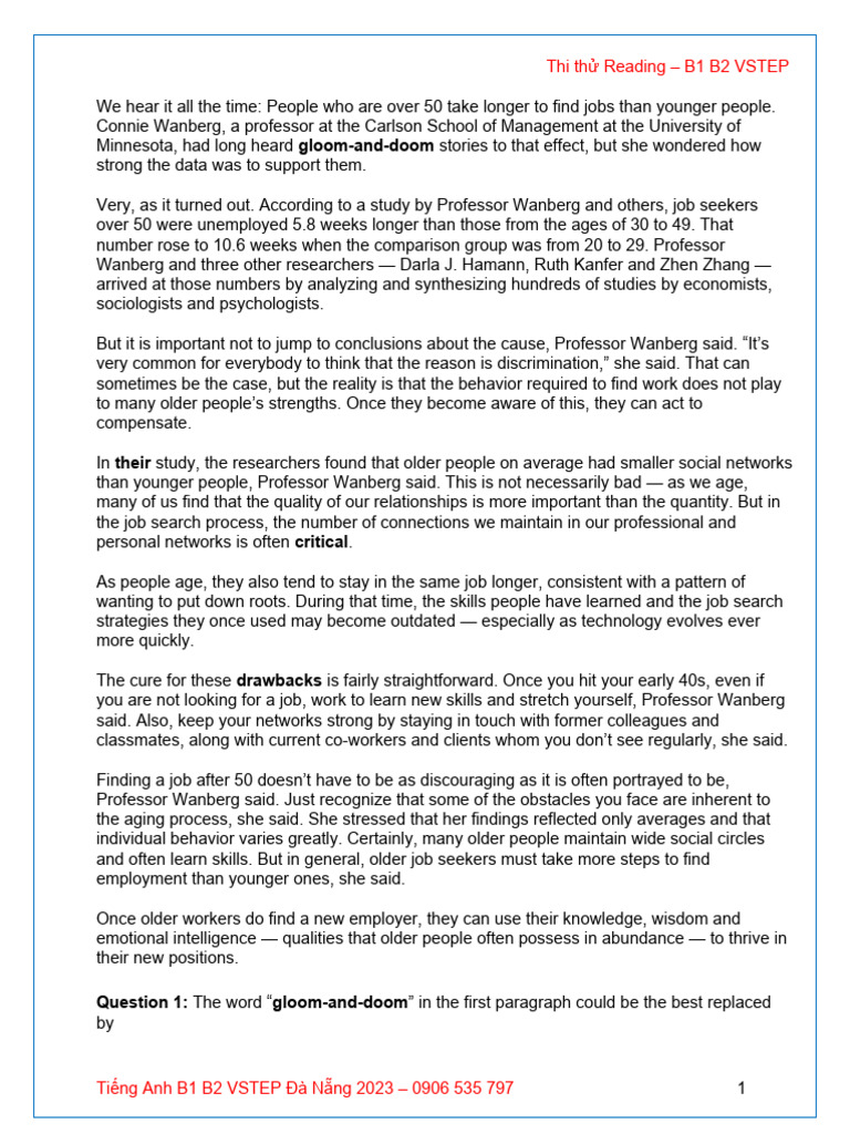 Practice 2 - Finding A Job After 50 x15 | PDF | Employment ...