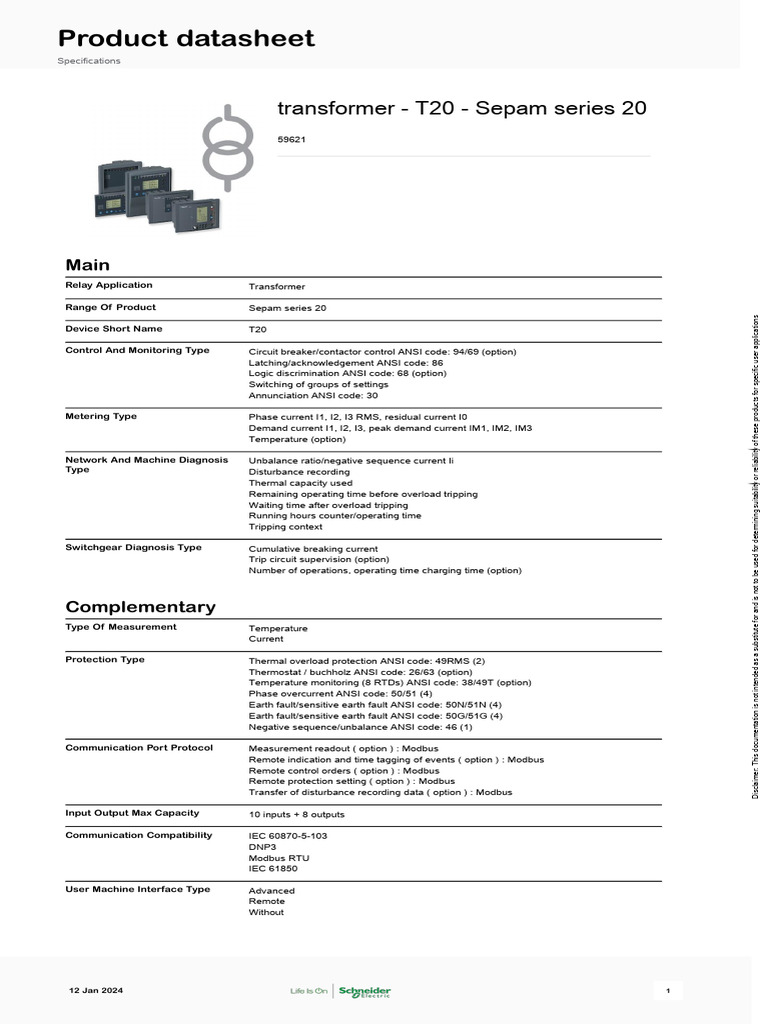 Schneider Electric - Sepam-Series-20 - 59621 | PDF
