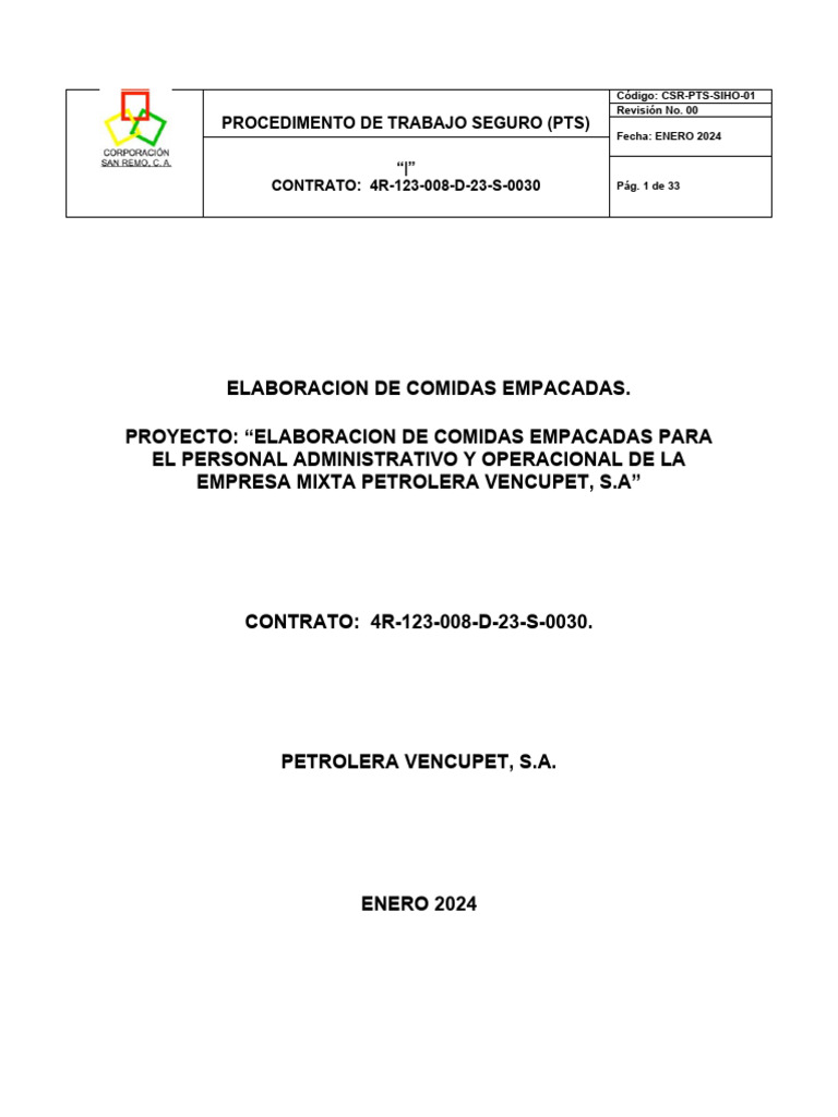 Procedimiento Seguro para Comidas Empacadas | PDF