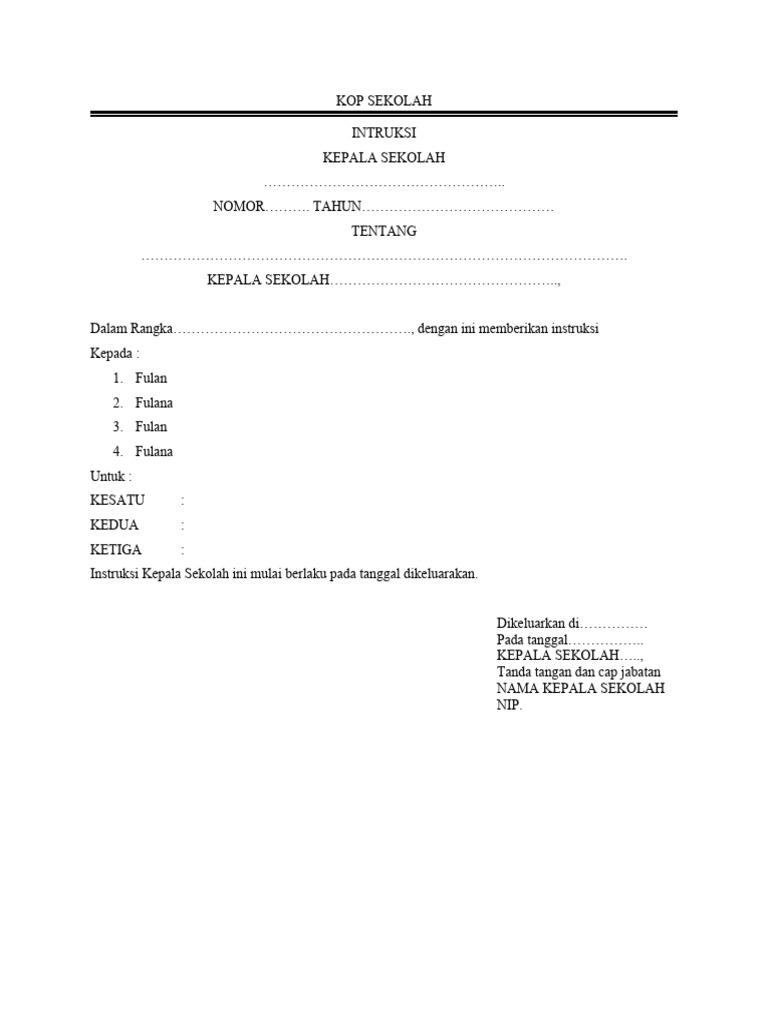 L2. Surat Instruksi Kepala Sekolah | PDF | Olahraga & Rekreasi
