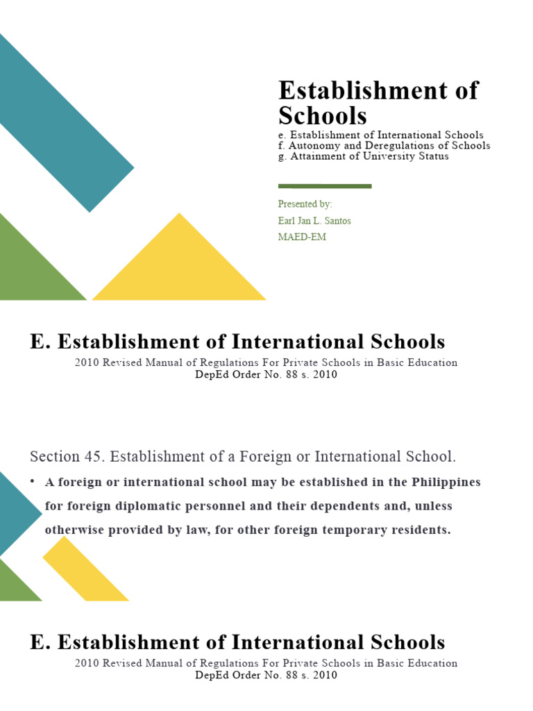 Establishment of Schools & International Organization | PDF