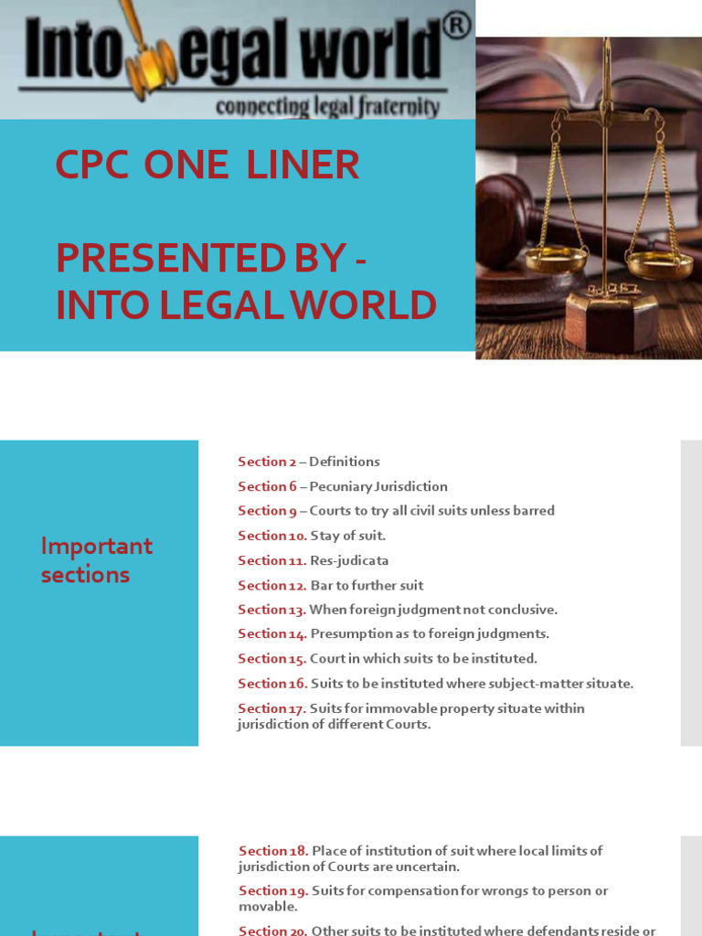 CPC One Liner | PDF | Lawsuit | Pleading