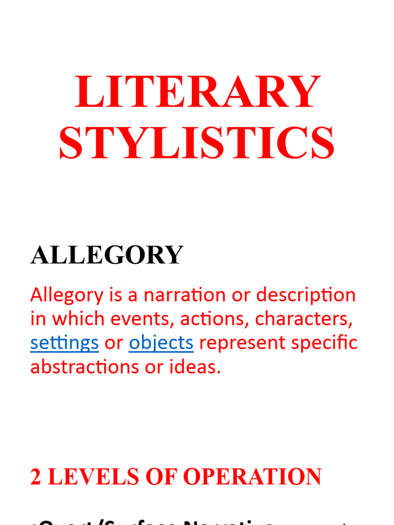 LITERARY STYLISTICS - Allegory, Symbolism and Metaphor | PDF | Allegory ...