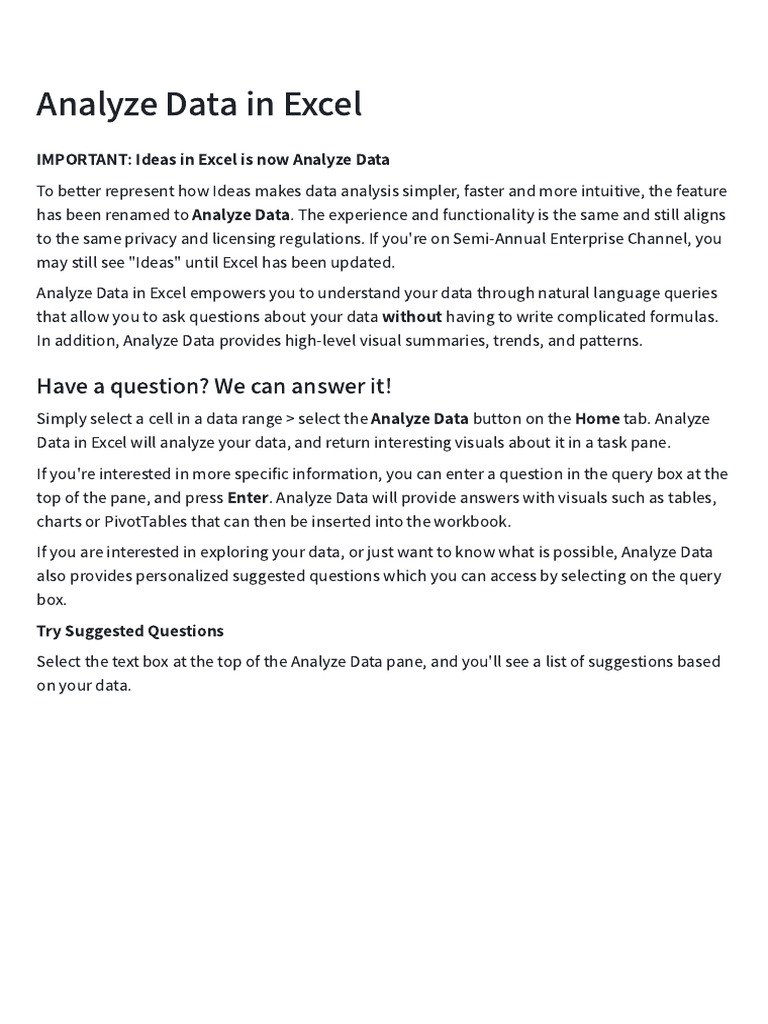 Kenny-230719-Analyze Data in Excel | PDF | Microsoft Excel | Data Analysis