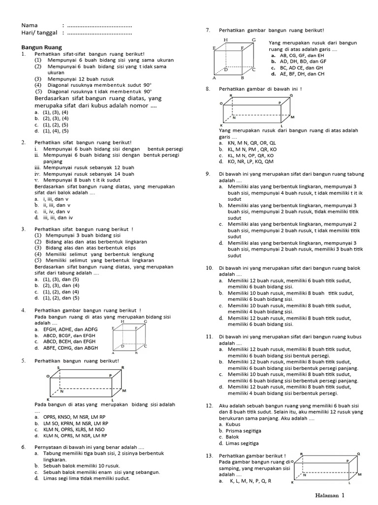 Soal - MTK - SIFAT BANGUN RUANG | PDF