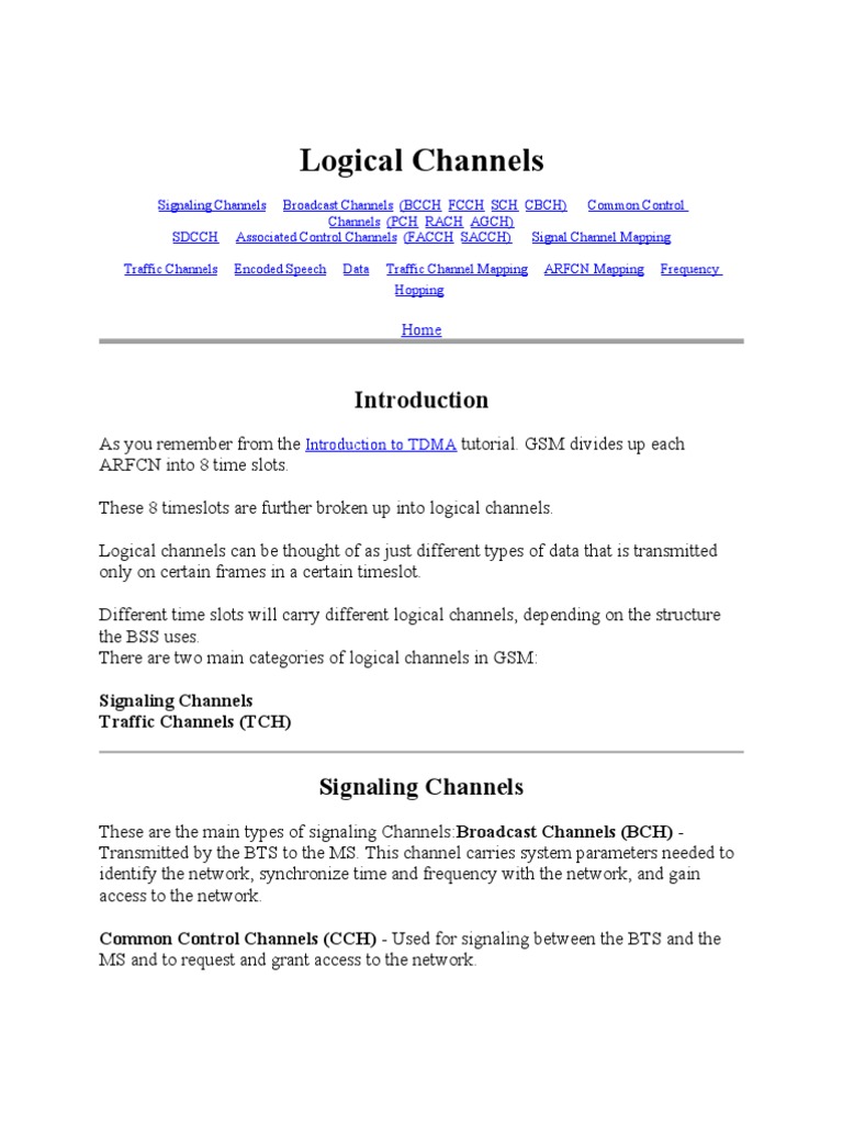 2G Logical Channels | PDF | Telecommunications Engineering | Electronics