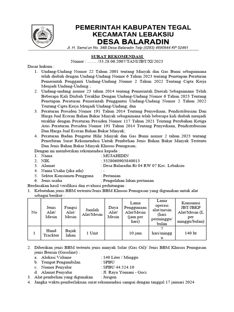 Rekomendasi BBM | PDF