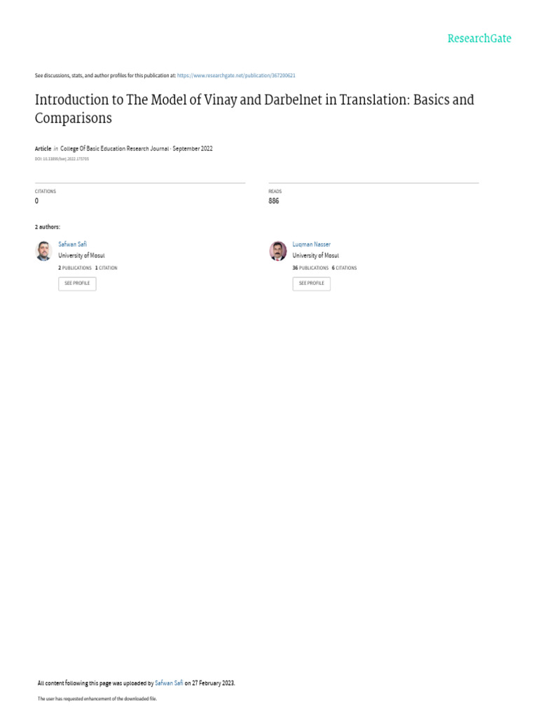 Vinay and Darbelnet Translation Model Explained | PDF