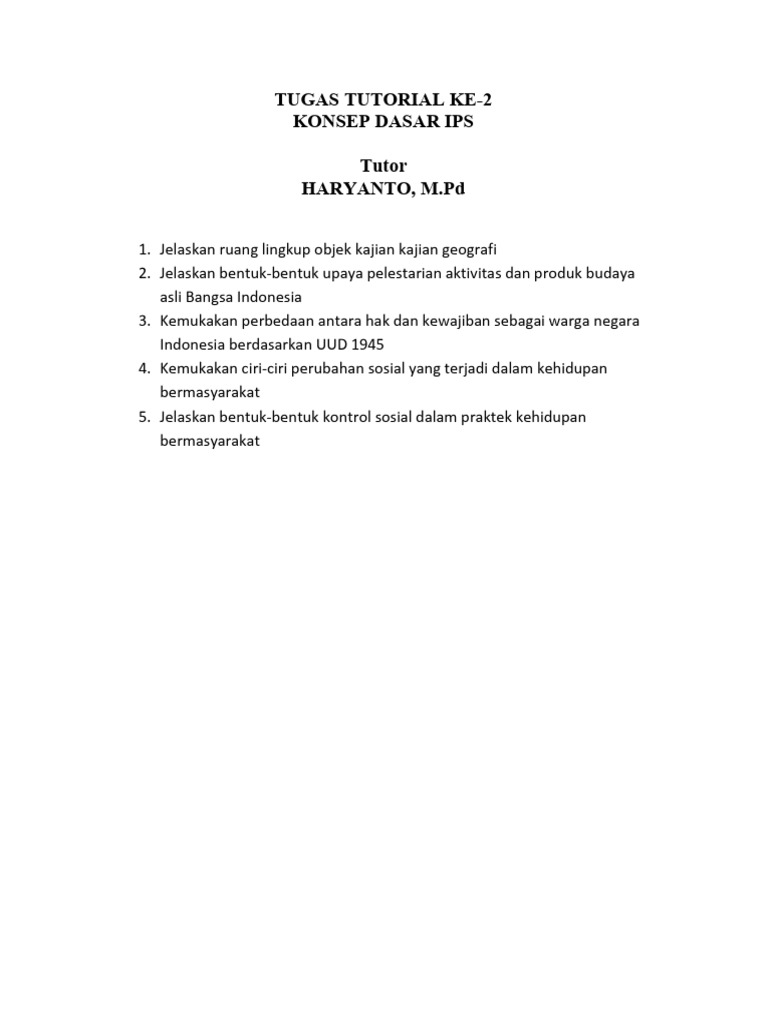 Tugas Tutorial 2 - Konsep Dasar Ips | PDF | Ilmu Sosial | Sejarah