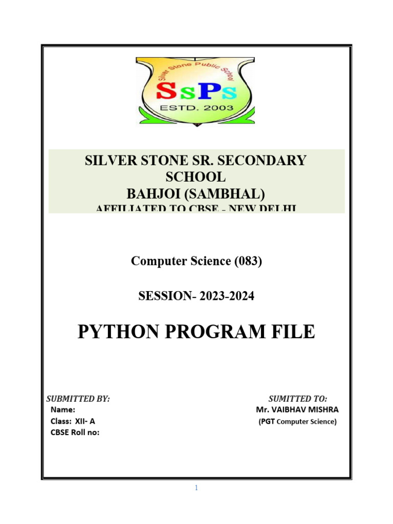 Practical File Class Xii 12 Pdf Letter Case Computing