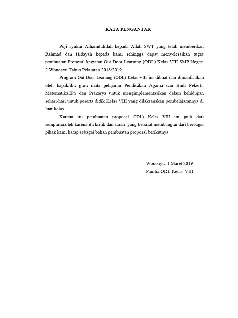 Proposal Odl Kelas 8 | PDF