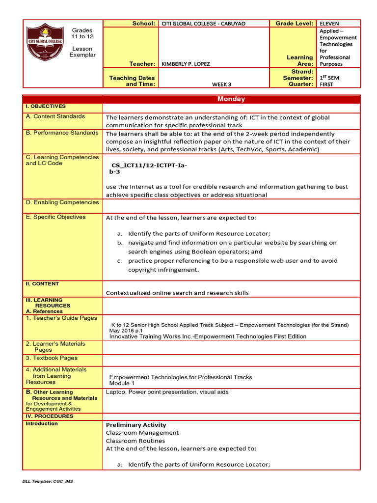 Le G11 Week-3-Emtech | PDF