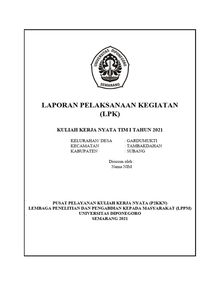 FORMAT LAPORAN KKN 2021 | PDF