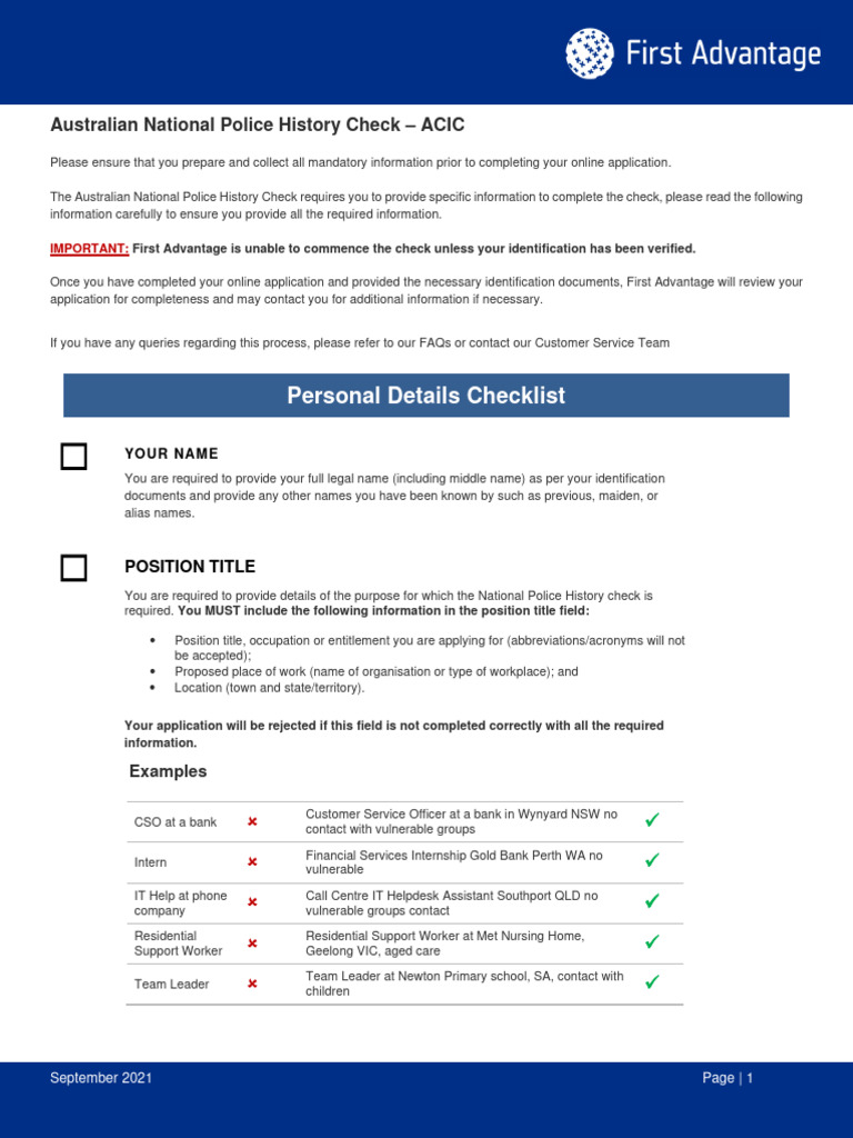 Australian Police History Check Guide | PDF | Identity Document ...