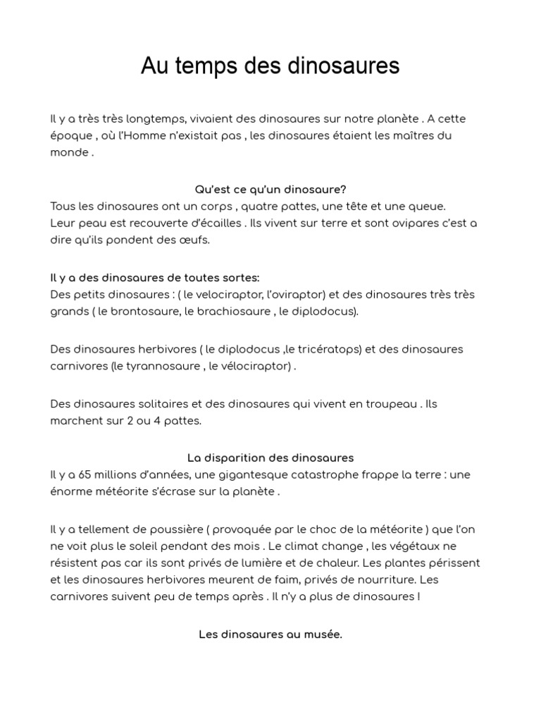 Histoire des dinosaures et leur extinction | PDF | Sciences sociales ...