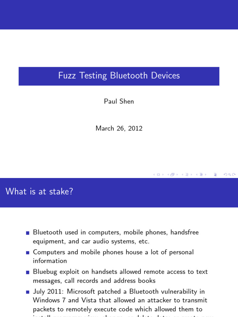 FuzzingBluetooth Paul Shen | PDF | Bluetooth | Computer Architecture
