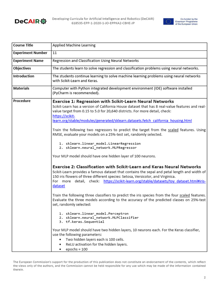 11 Regression and Classification Using Neural Networks | PDF | Artificial Neural Network ...
