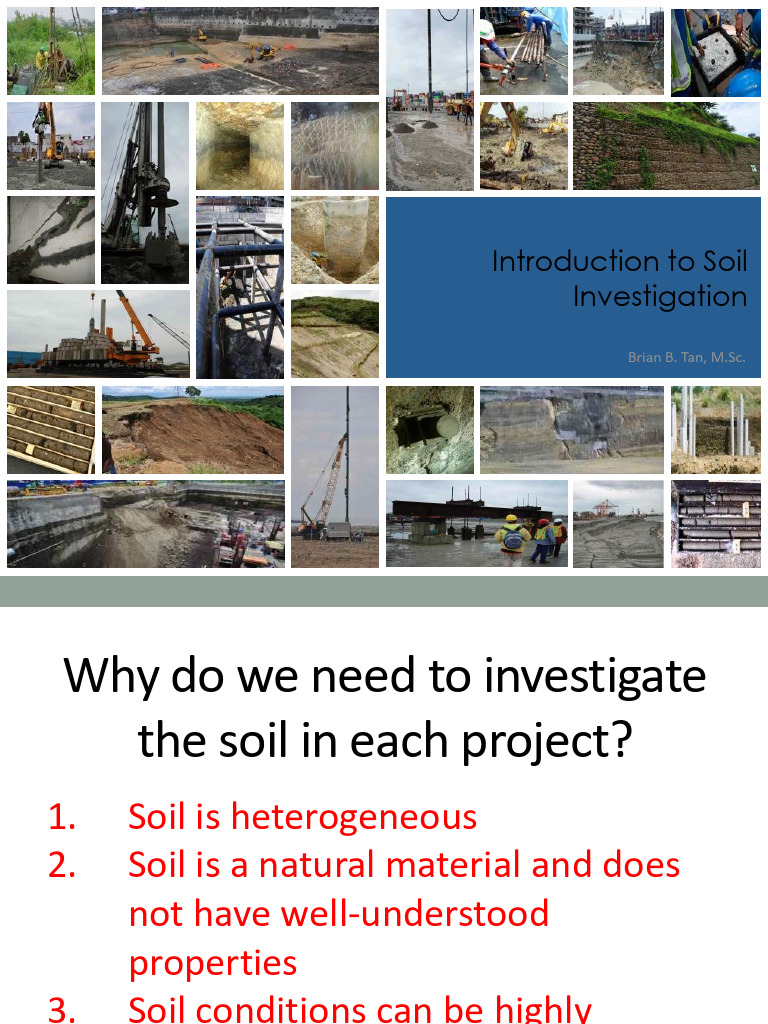 Introduction To Soil Investigation - Brian Tan | PDF | Continuum ...