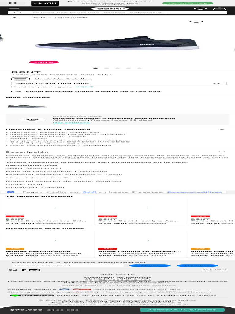 Tenis Bont Hombre Azul 500 - Compra Ahora Dafit | PDF