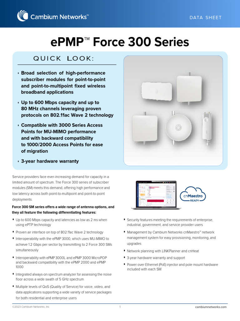 Cambium Networks Data Sheet ePMP Force 300 Series | PDF | Ieee 802.11 ...