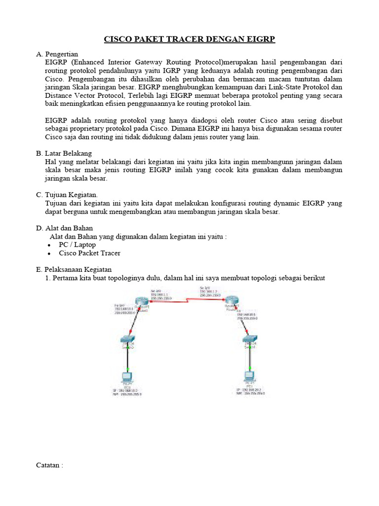 Cisco Paket Tracer Dengan Eigrp | PDF | Komputer
