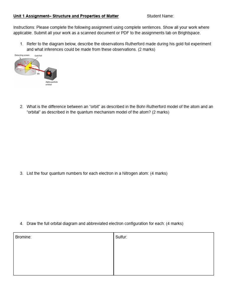 Structure and Properties of Matter Assignment | PDF | Science & Mathematics