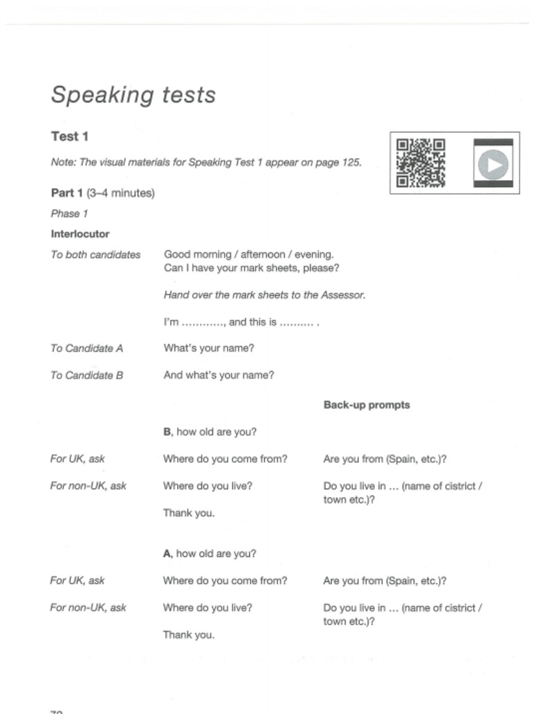 KET_Speaking Tests 1-4 | PDF
