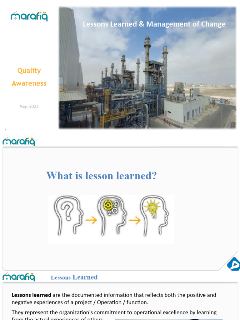 Lessons Learned & Management of Change | Download Free PDF | Quality ...
