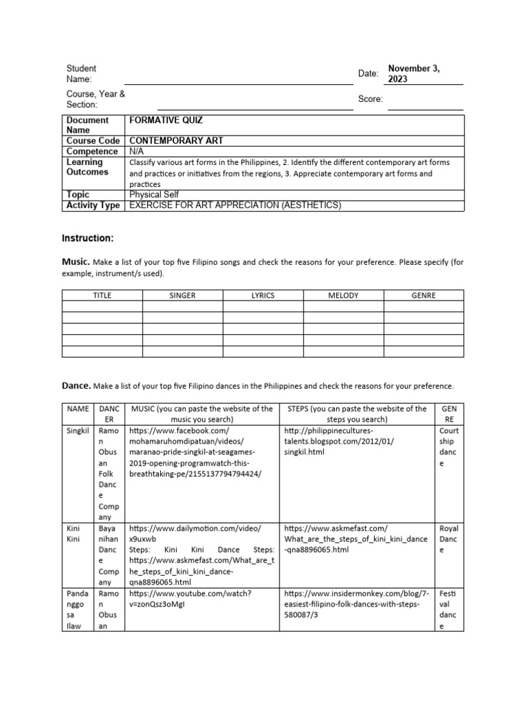 Contemporary - Worksheet 2 | PDF