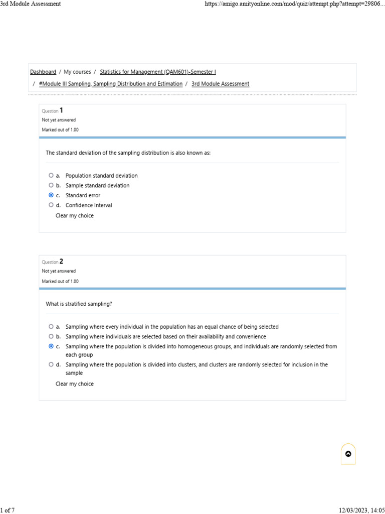 3rd Module Assessment Statistics | PDF | Sampling (Statistics ...