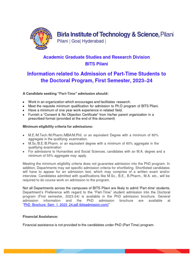 Part-Time PhD Admission Guide | PDF | Doctor Of Philosophy | University And College Admission