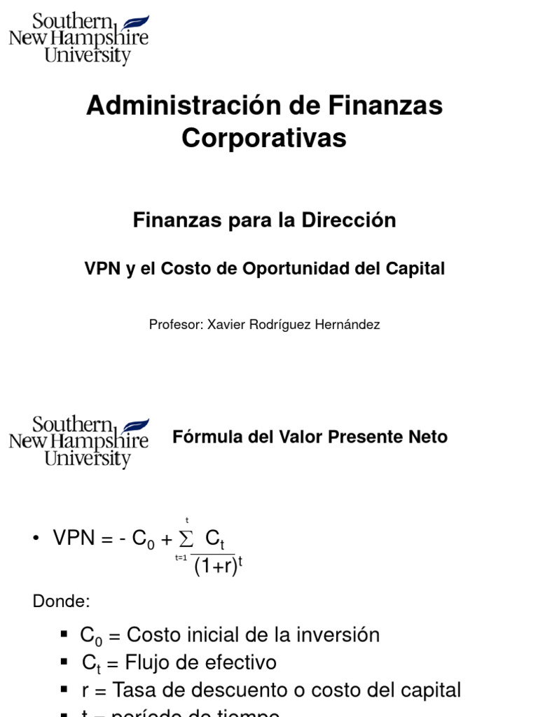 VPN y el Costo de Oportunidad del Capital - VDF | PDF | Compartir ...