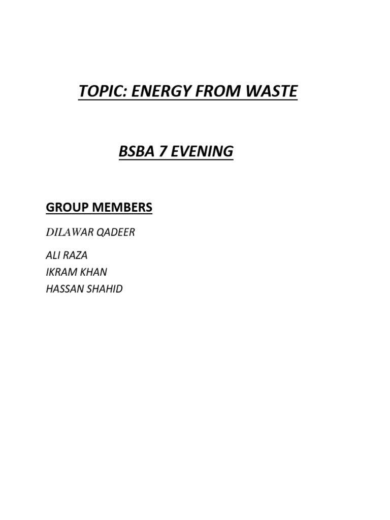 Energy from Waste: Methods & Benefits | PDF | Waste Management | Waste