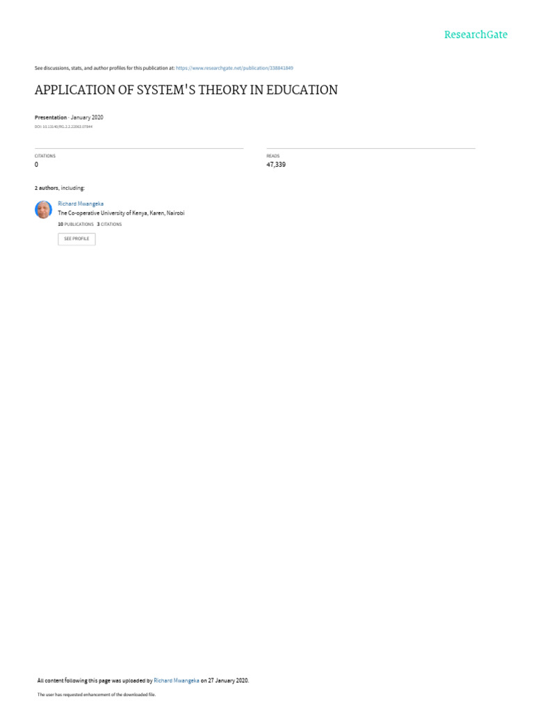 Applicationof Systems Theoryin Education | PDF | System | Factors Of ...