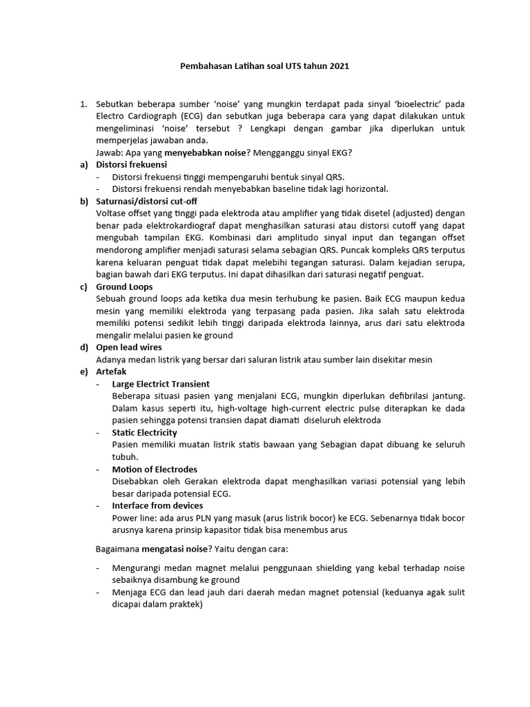 Pembahasan Latihan Soal UTS Tahun 2021 | PDF