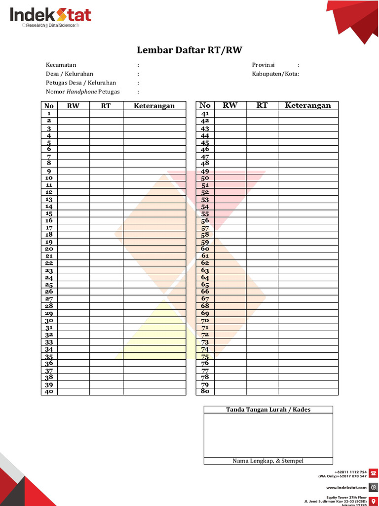Lembar Daftar RW - RT | PDF