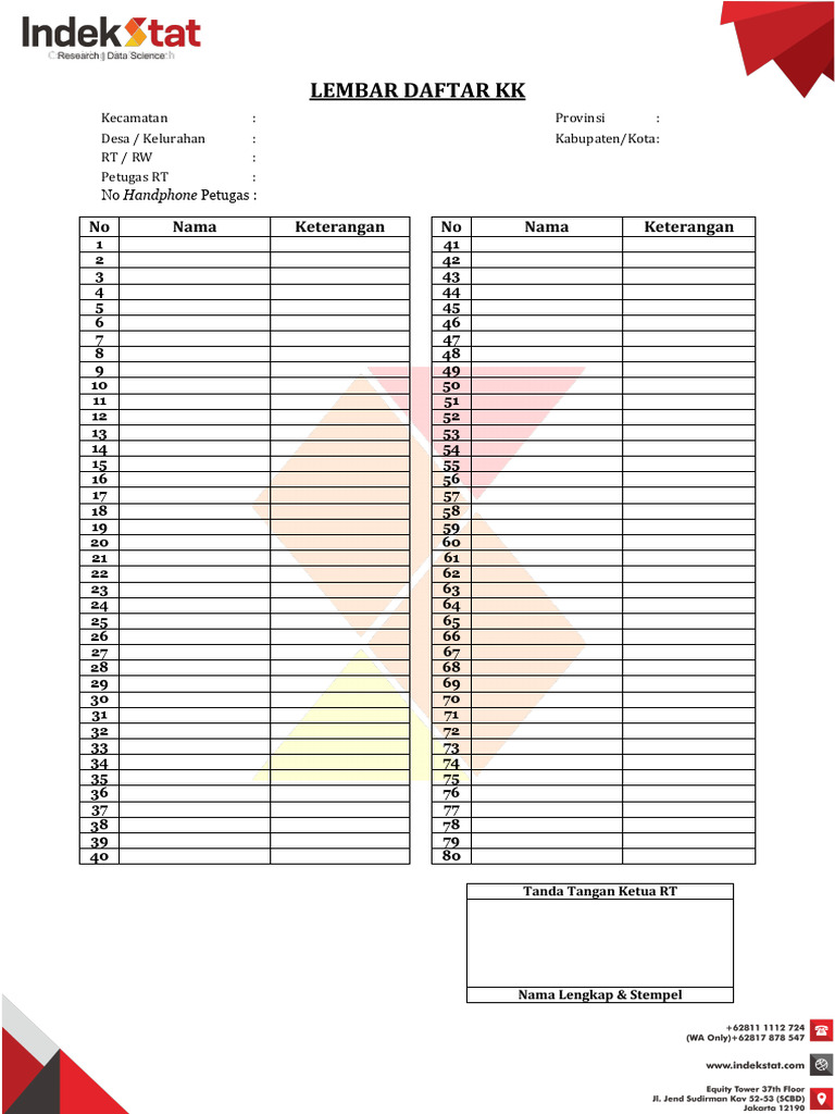 Lembar Daftar KK | PDF
