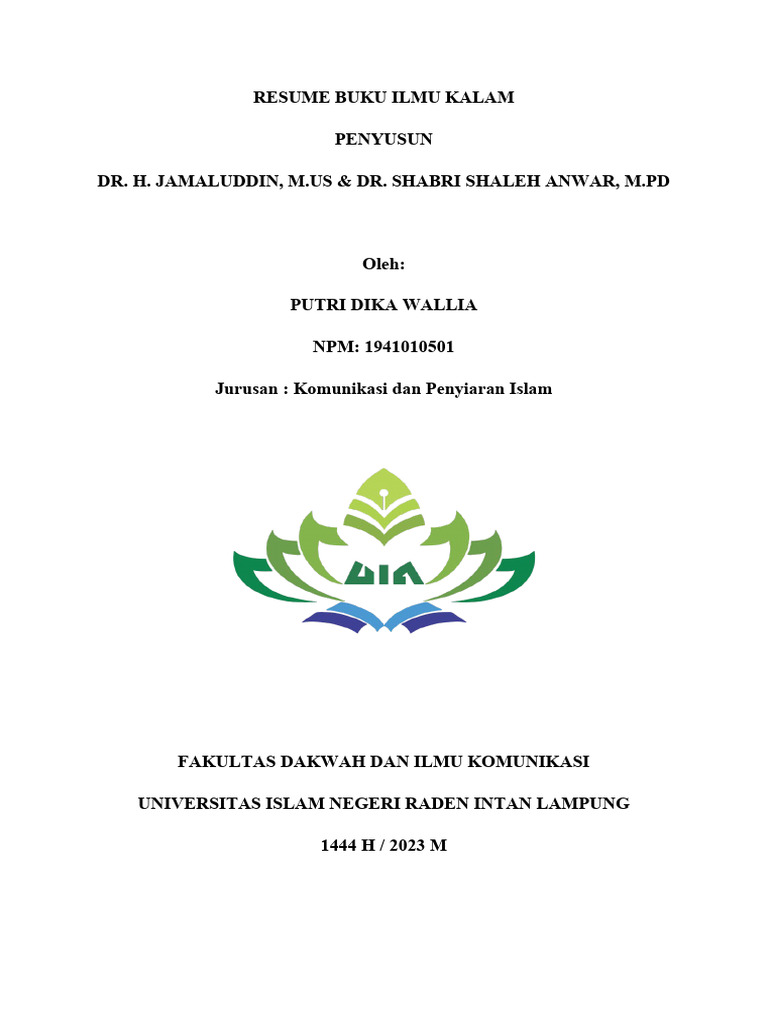 RESUME BUKU ILMU KALAM Putri | PDF | Ilmu Sosial | Filsafat