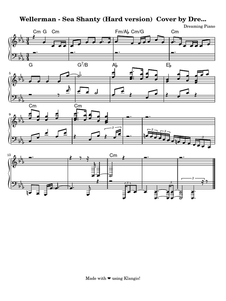 Wellerman - Sea Shanty (Dreaming Piano's) | PDF