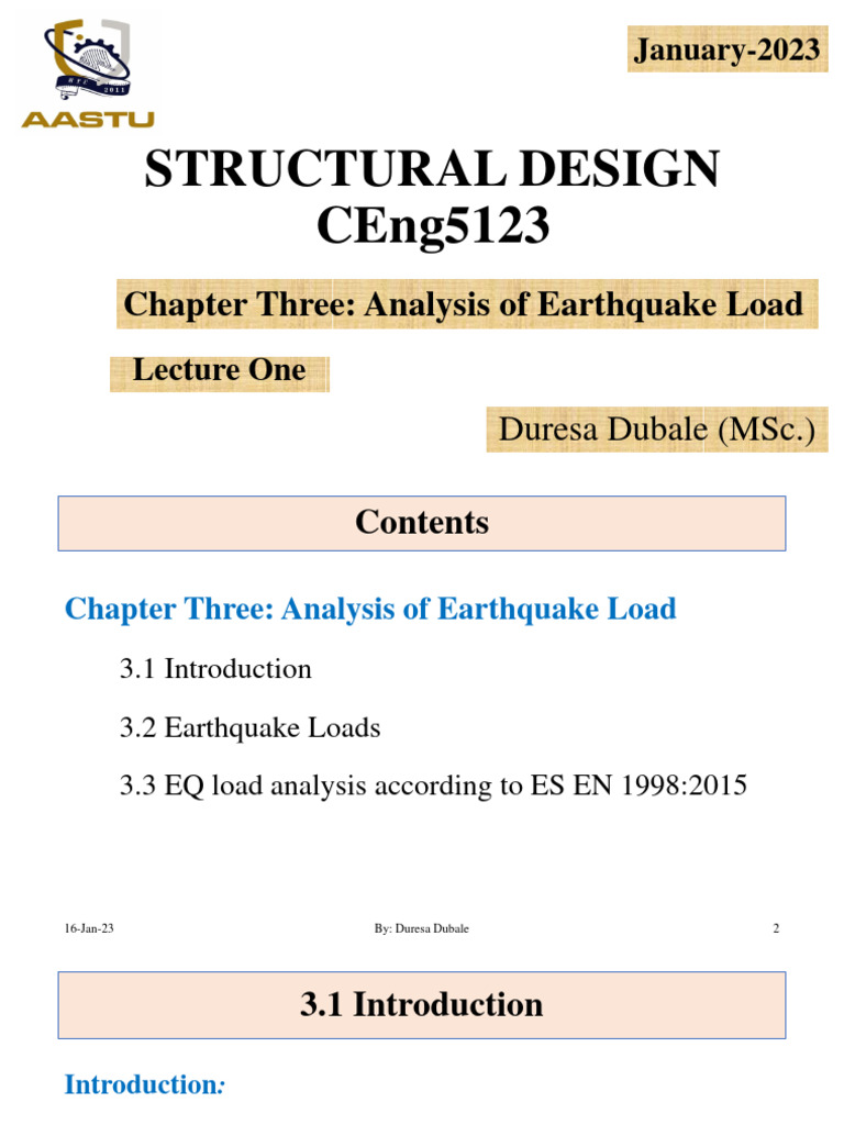 Earthquake Load Analysis Guide | PDF | Earthquakes | Seismology