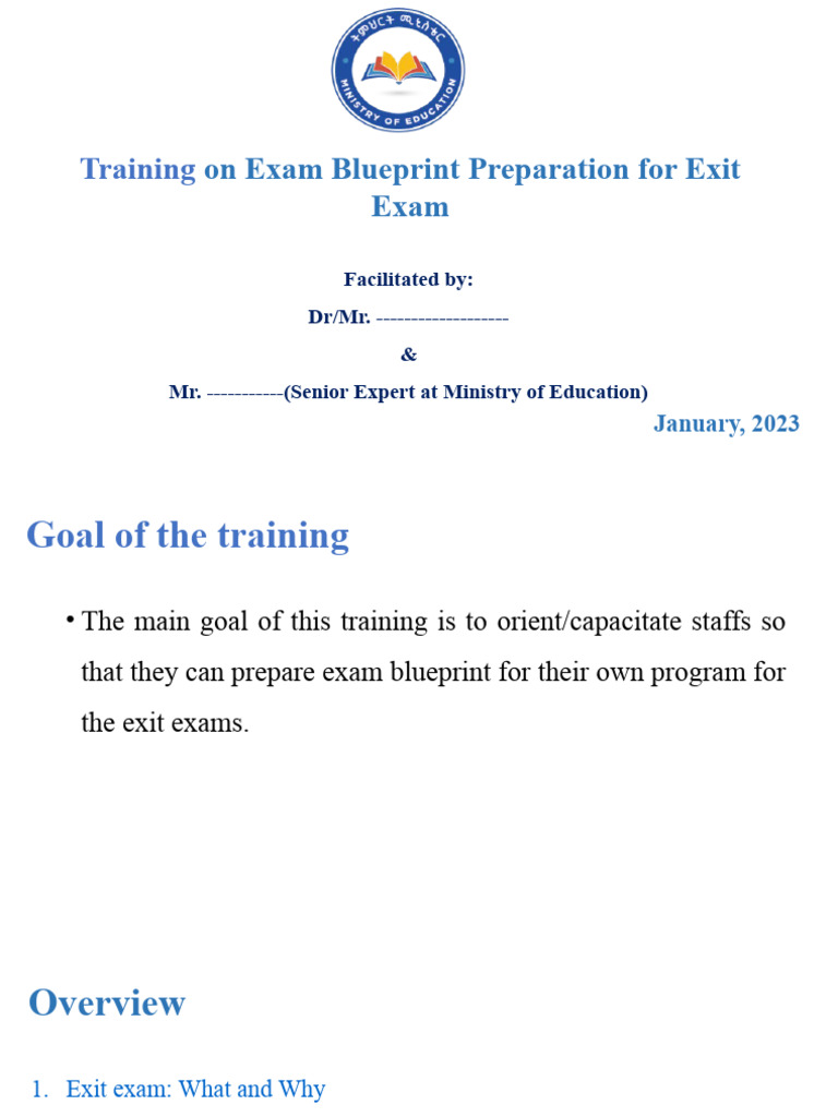 Exit Exam Blueprint Training Overview | PDF | Learning | Affect ...