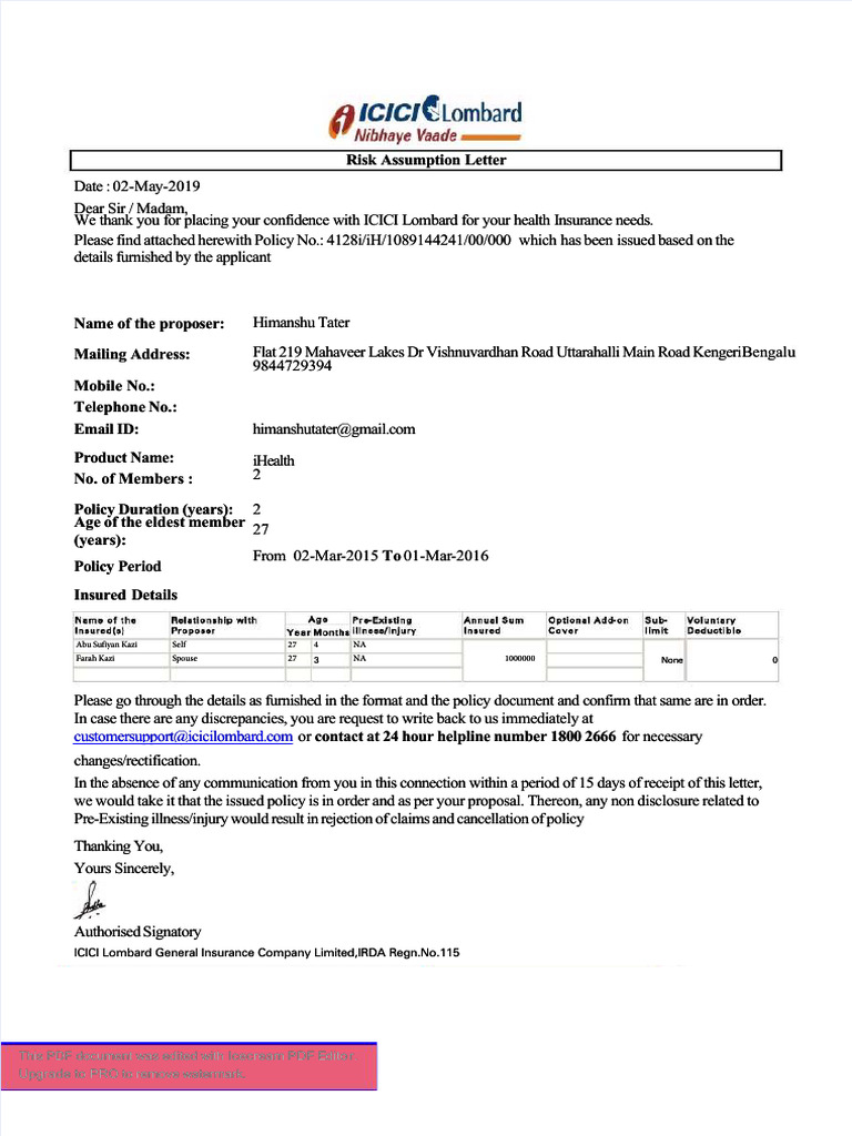 PDF Medical Insurance Premium Receipt 2019 20 DL | PDF
