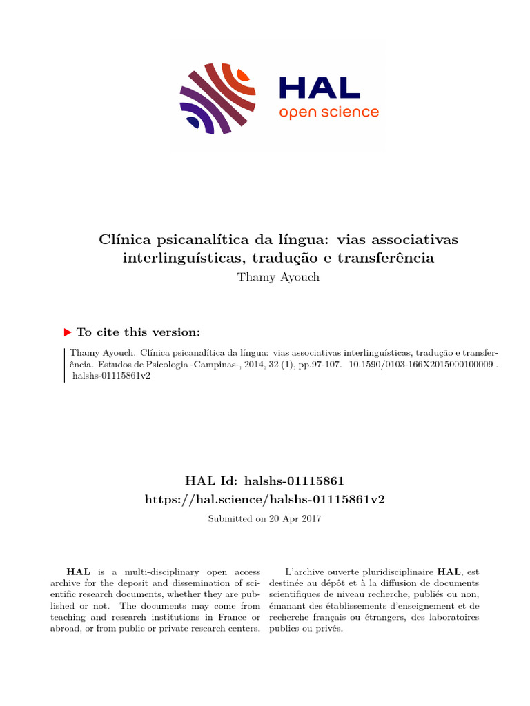 Manuscrito Clinica Da Língua Inconsciente Pdf Mente Inconsciente