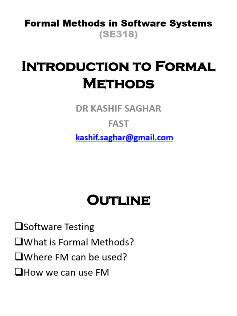 Introduction to Formal Methods in Software | PDF | Formal Methods ...