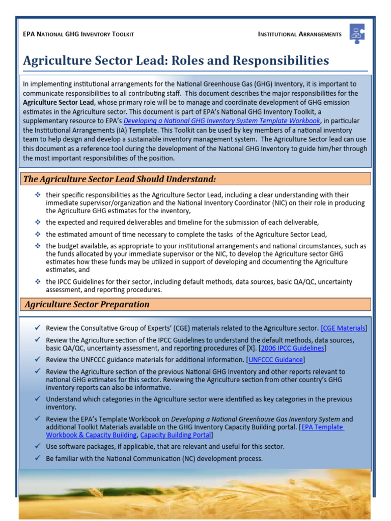 Sector Roles and Responsibilities Agriculture | PDF | Intergovernmental ...