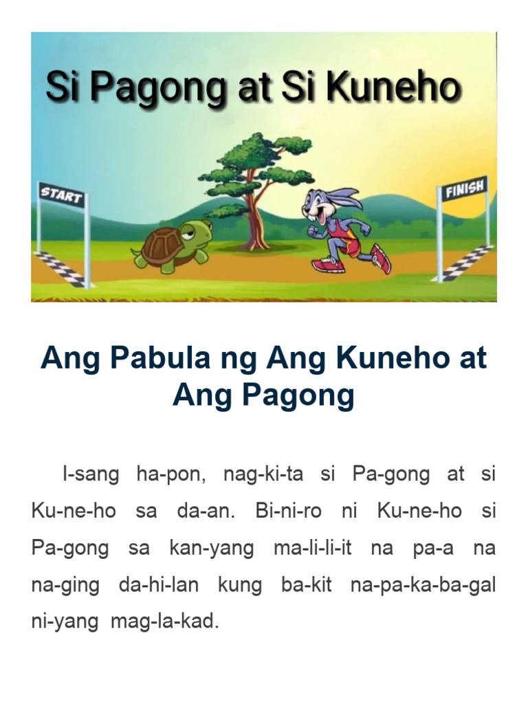 Ang Pabula NG Ang Kuneho at Ang Pagong | PDF