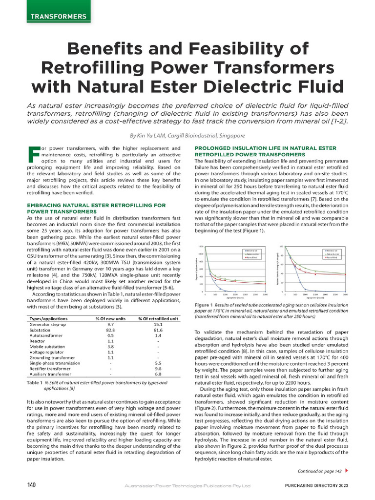 Benefits & Feasibility of Retrofilling Power Transformers with Natural ...