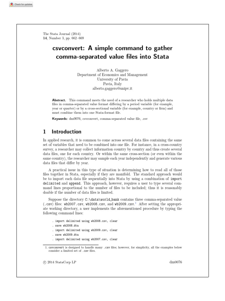 Gaggero 2014 Csvconvert A Simple Command To Gather Comma Separated ... Gaggero 2014 Csvconvert A Simple Command To Gather Comma Separated ...
