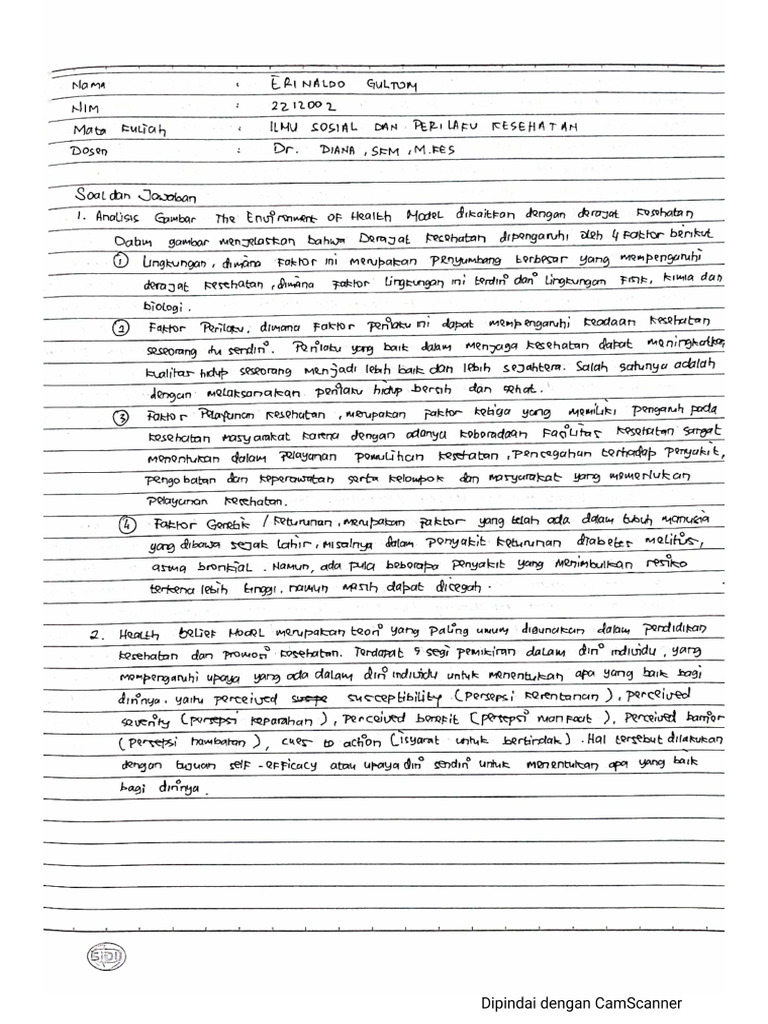 Jawaban UAS Ilmu Sosial Dan Kesehatan Masyarakat | PDF